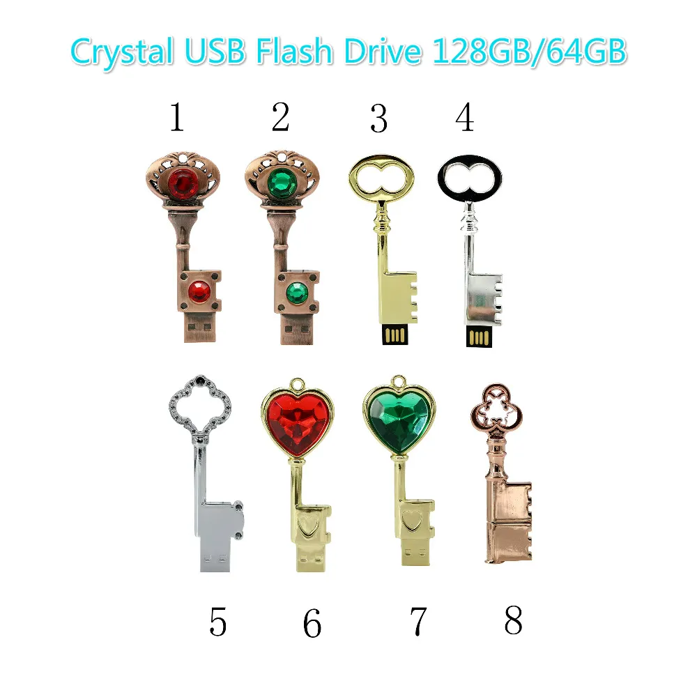 Pendrive USB Flash Drive Heart Shaped Bronze Metal Key Memory Stick ...
