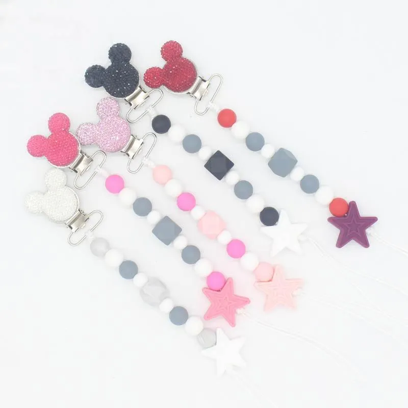 Silicone Pacifier Holder Clip With Beaded Design, DIY Infant Dummy ...