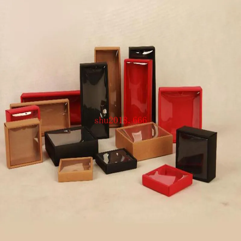 DHgate.com:100 Kraft Gift Boxes with Clear Window & Lid - Bulk ...