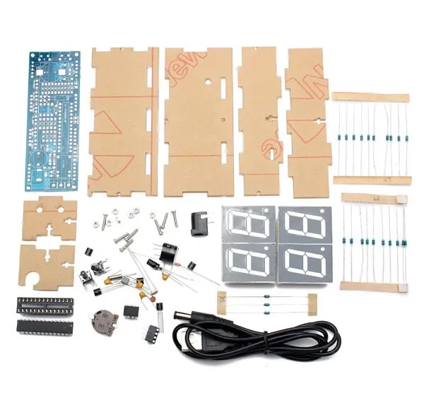 Small Clock Digital DIY Kit: 4 Digit LED Electronic Clock With Light ...
