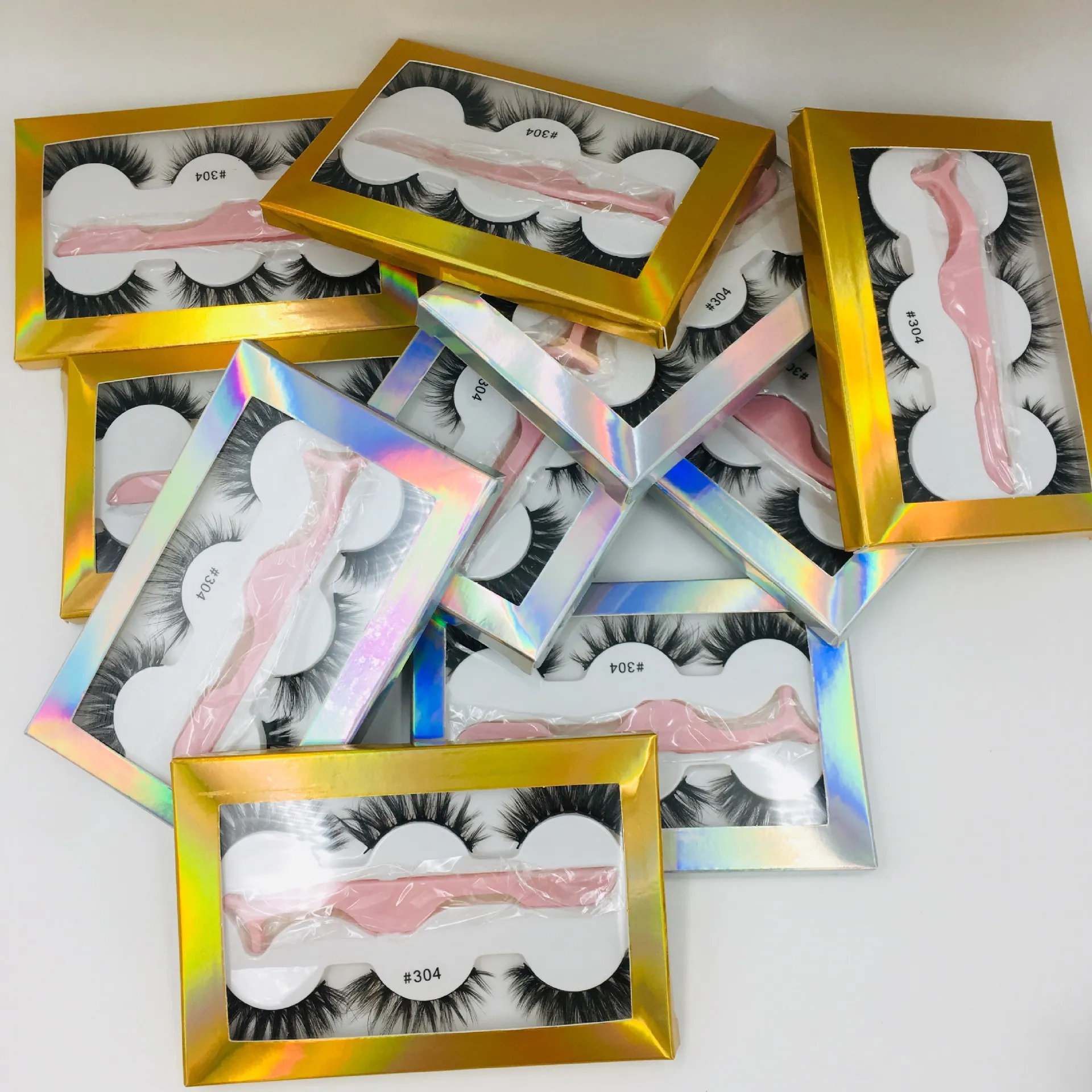 Newest Faux Mink Lashes Full Strip 3d False Eyelashes Package Box With ...