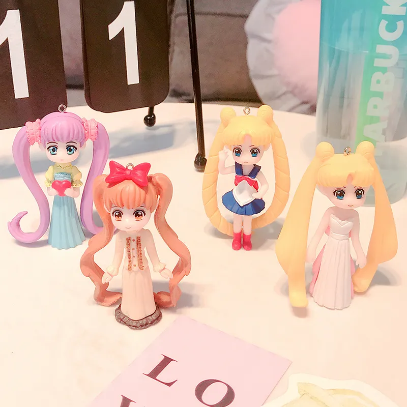 Anime Key Chains Set: Cute Cartoon Character Keyrings, 3D PVC Cosplay ...