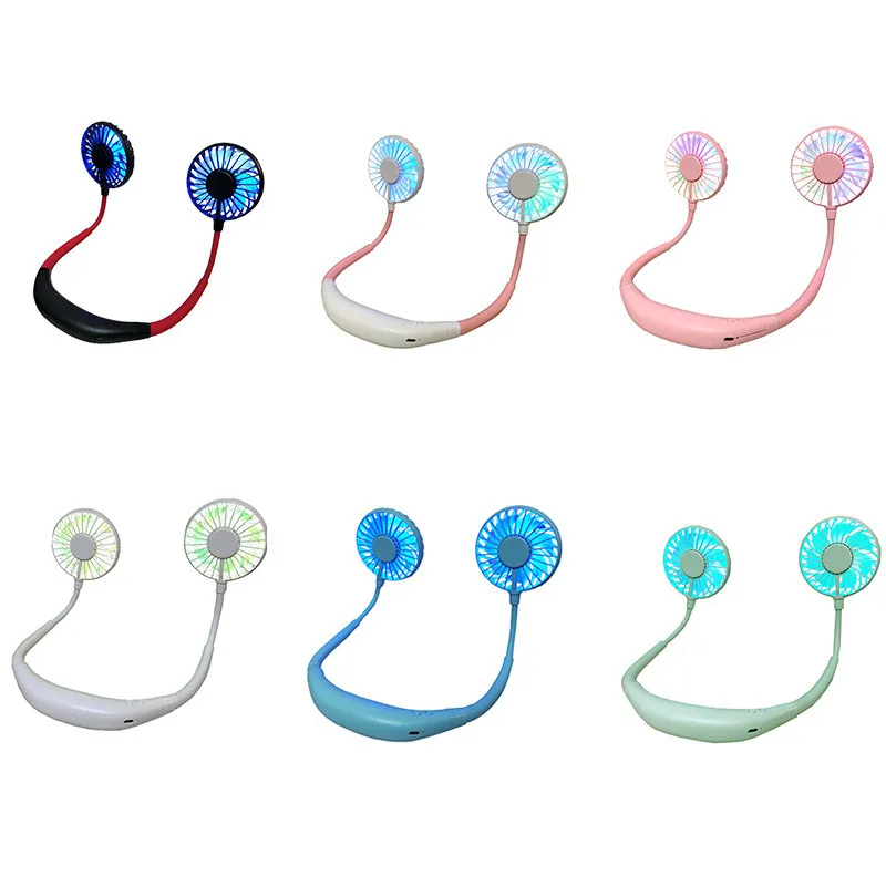 Portable USB Hanging Neck Fan With Led Fan Lightweight And Foldable For ...