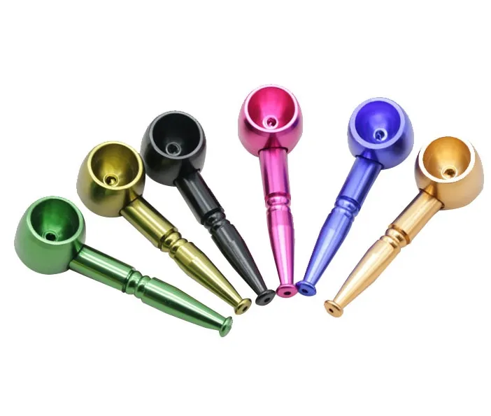 Aluminum Alloy Colorful Smoking Pot Pipes 94.5mm Length Portable Metal ...