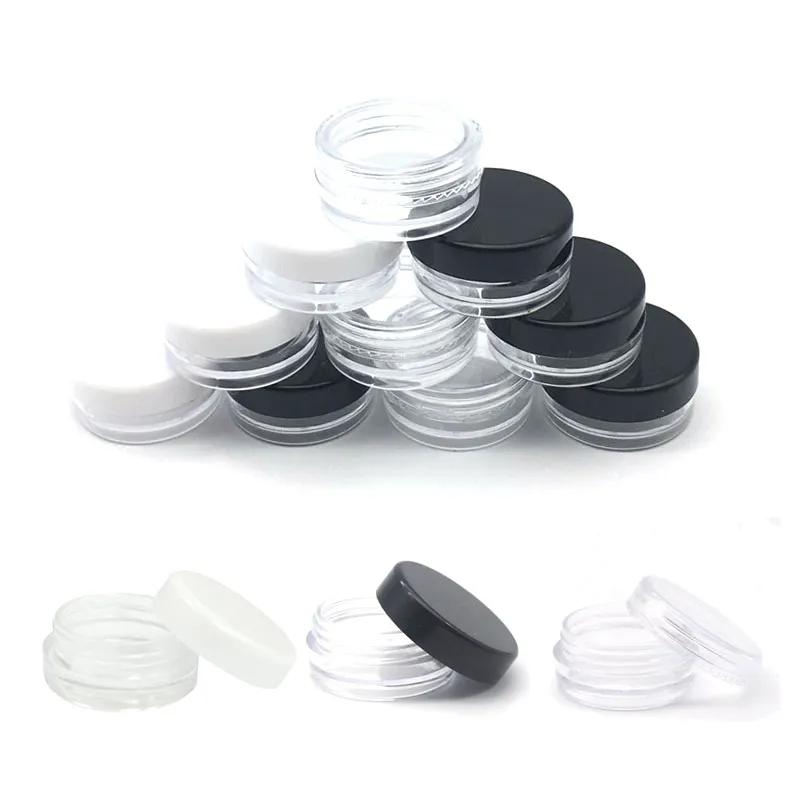 Cosmetic Jars: Clear Round 3g/5g Lip Balm Jars With Black/Clear ...