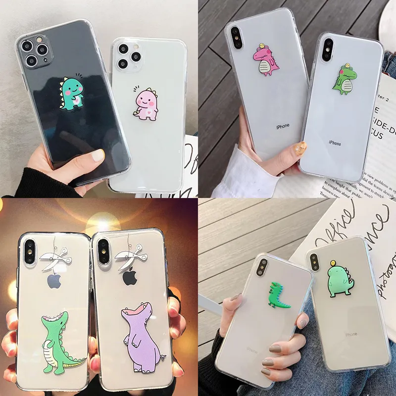 Cute Cartoon Dinosaur Clear TPU Soft Rubber Case Ultra Thin ...