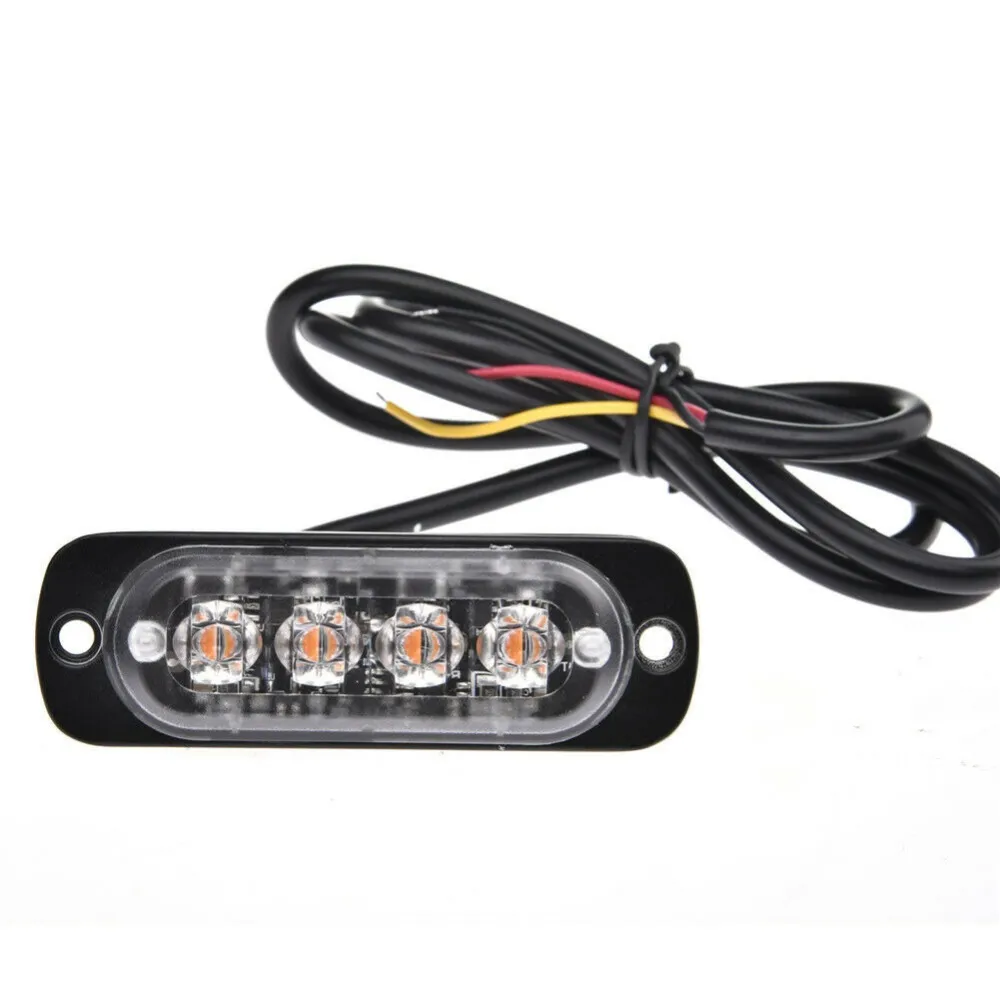 High Intensity 4 LED Strobe Warning Lights, Vehicle Emergency Flashing ...