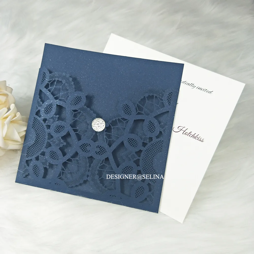 Invitaciones Formales En Blanco De Color Azul Marino