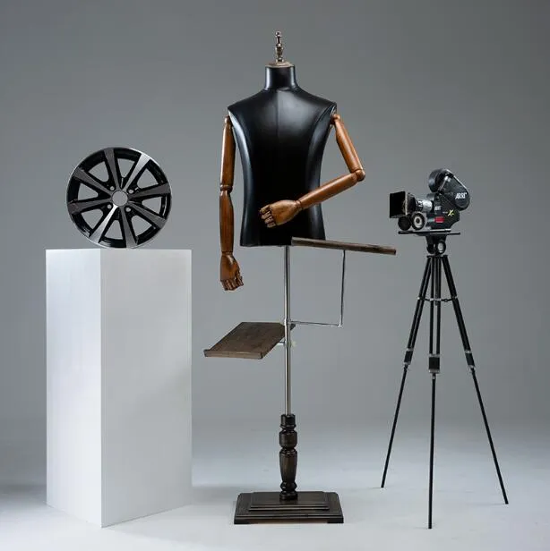 DHgate.com:3style half length leather male mannequin body wood hand ...