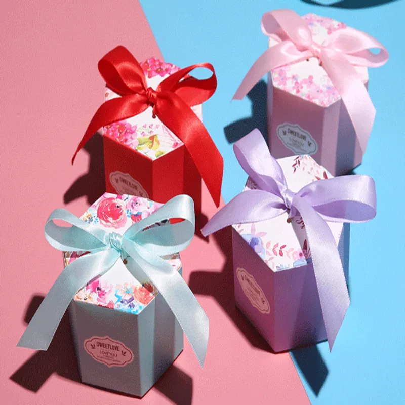 Creative Sky Blue Hexagon Gift Boxes - Unique Wedding Favors, Chocolate ...