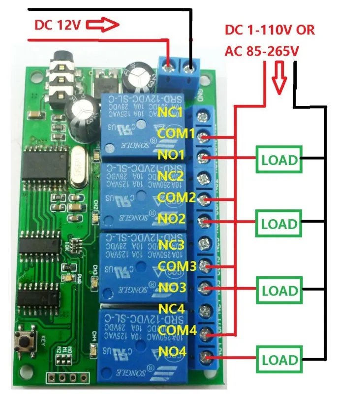 DHgate.com:DC 12V 4-Channel DTMF Tone Phone Voice Remote Control Relay Switch Module for LED ...