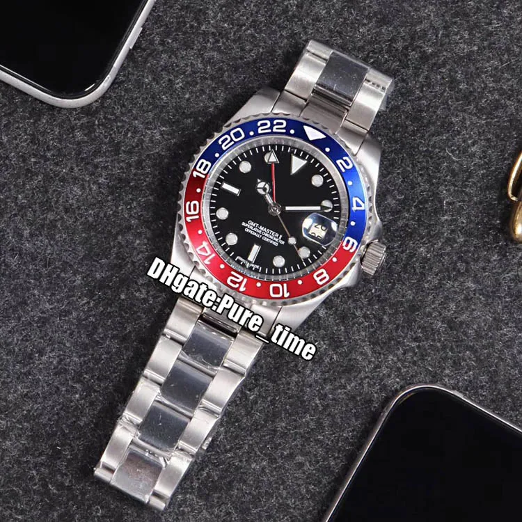 DHgate.com:Luxury GMT II Mens Automatic Watch, Black Dial, Blue/Red ...
