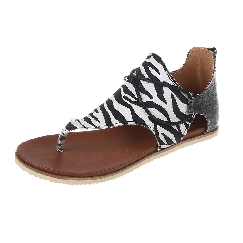 Designer Womens Flat Sandals With Leopard, Zebra, And Snake Skin Female ...