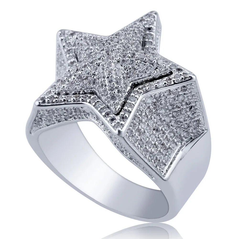 Hip Hop Five Star Rings For Men Topgrillz Gold And Silver Color Iced ...