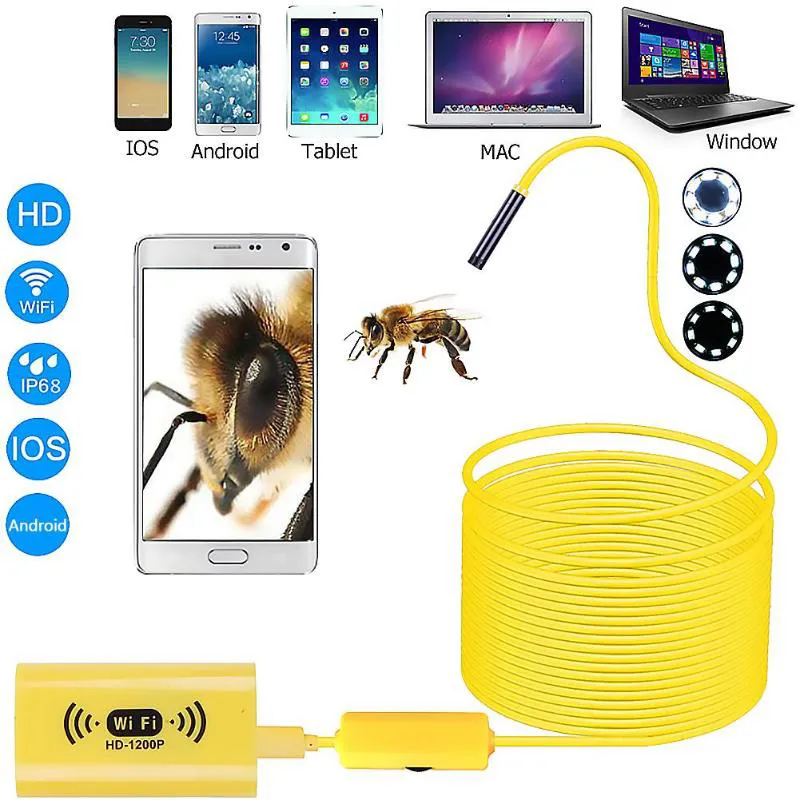 IP68 Waterproof Digital Inspection Camera 2MP HD 1200P WiFi Endoscope ...