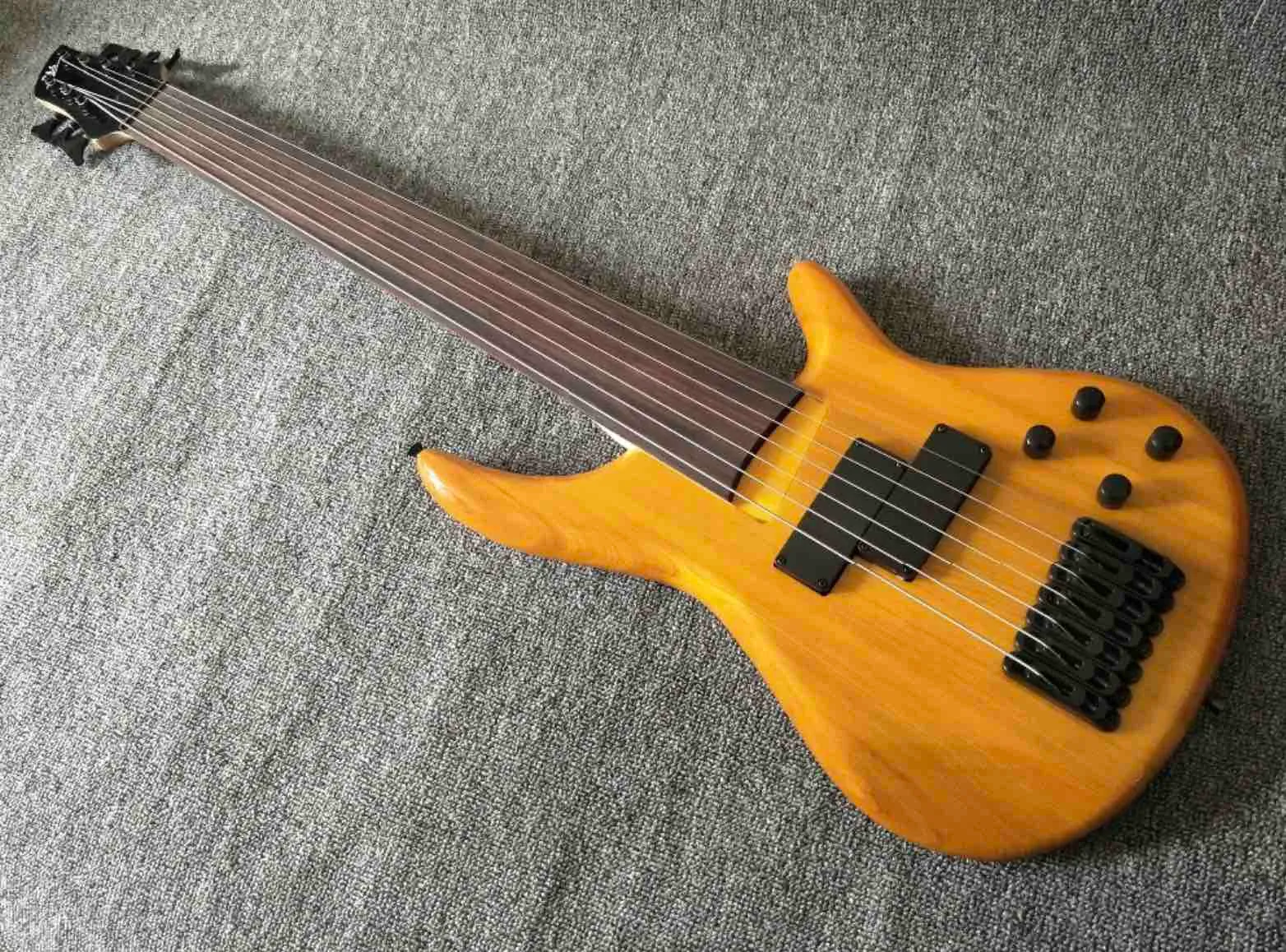 Custom 7 Strings Bass Guitar No Fret Maple Body Neck Electric Bass ...