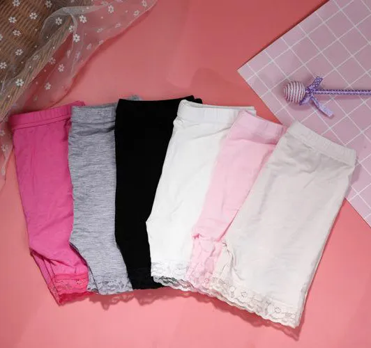 Girls' Modal Cotton Safety Shorts - Soft Lace Trim, Anti-Light ...