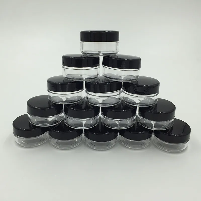 100 Clear 10g Cosmetic Sample Jars with Black Caps - Perfect for Body ...