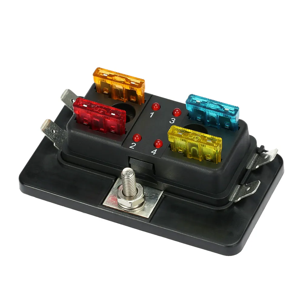 4 Way Blade Universal Fuse Block Holder With LED Warning Light Kit ...
