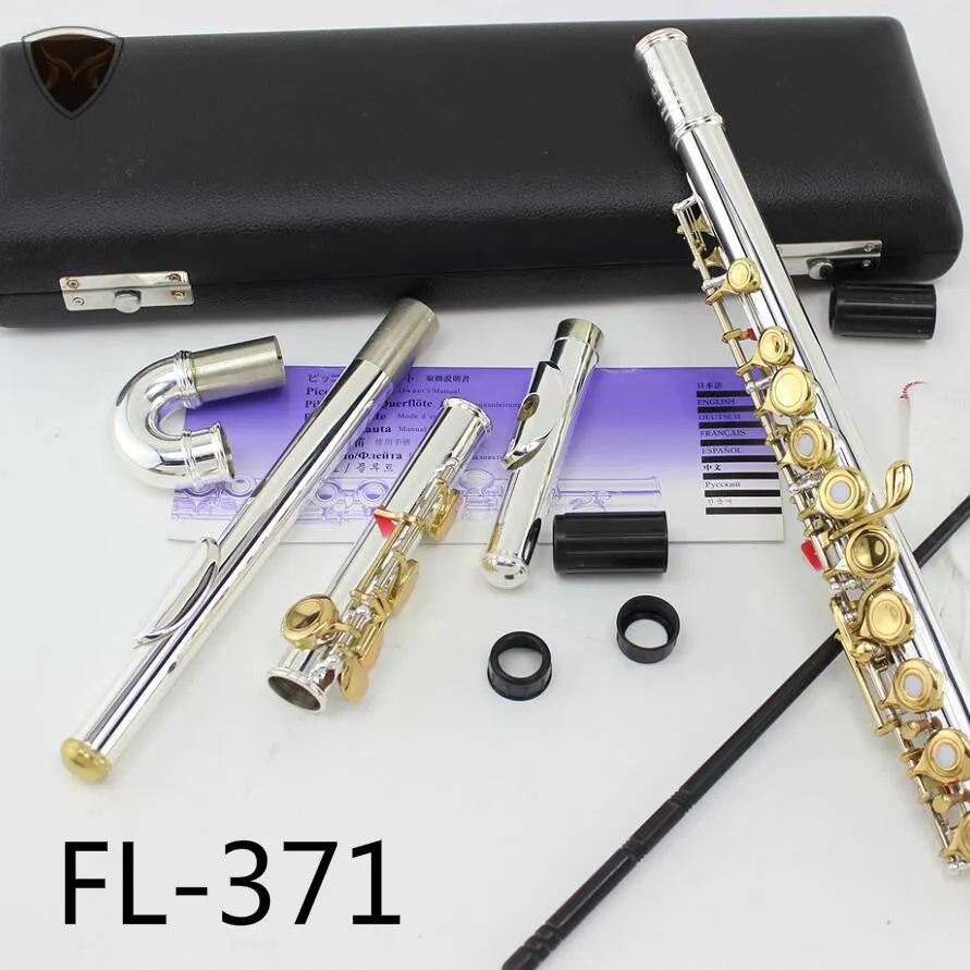 New 16 Key Holes Open Brass Flute FL 371 High Quality Small Curved Head ...