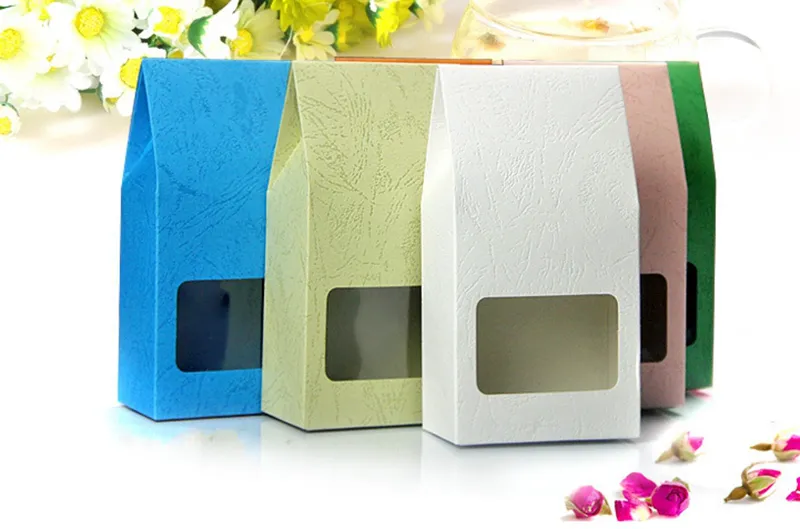 Kraft Paper Gift Box With Window: Upright Stand Bag Box For Cookies ...