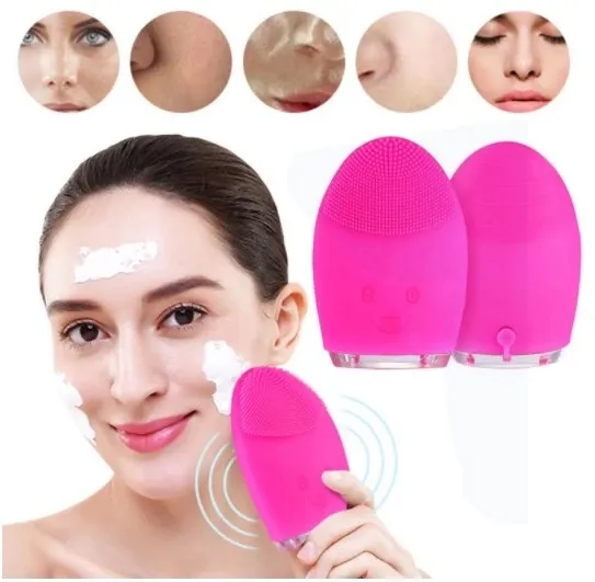 USB Rechargeable Face Skin Cleaner Silicone Massager Scrubber Electric ...