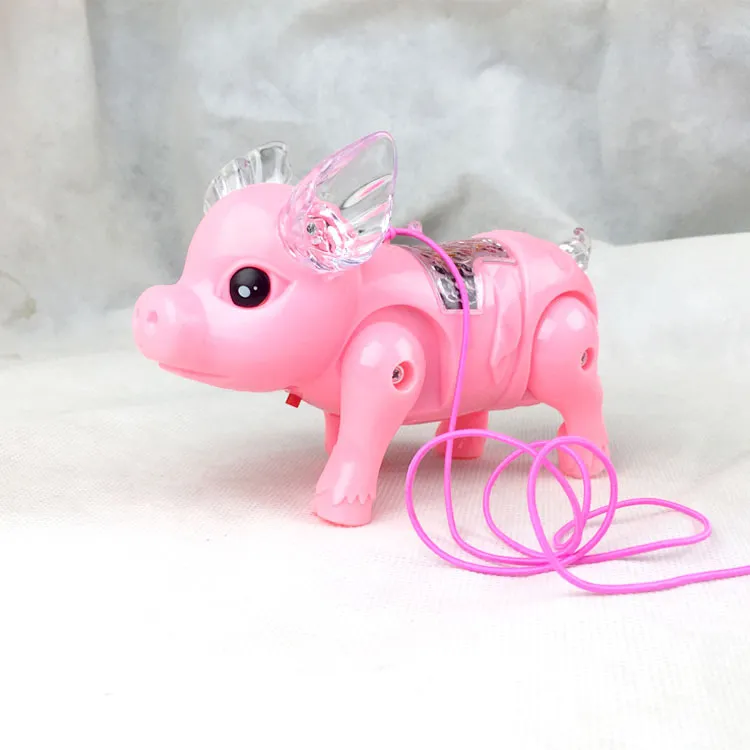 Musical Light-Up Pig Toy with Leash - Interactive Walking & Singing ...