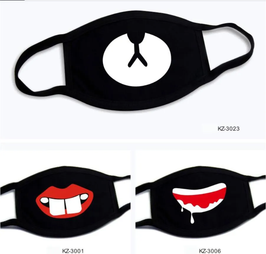 Cute Anime Cartoon Face Masks: Black Anti-Dust Cotton Mouth Muffles ...