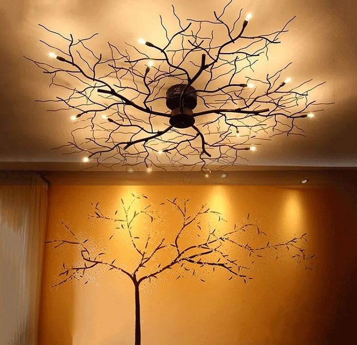 Modern Branch Chandelier - Creative Black Metal Twig Ceiling Light ...
