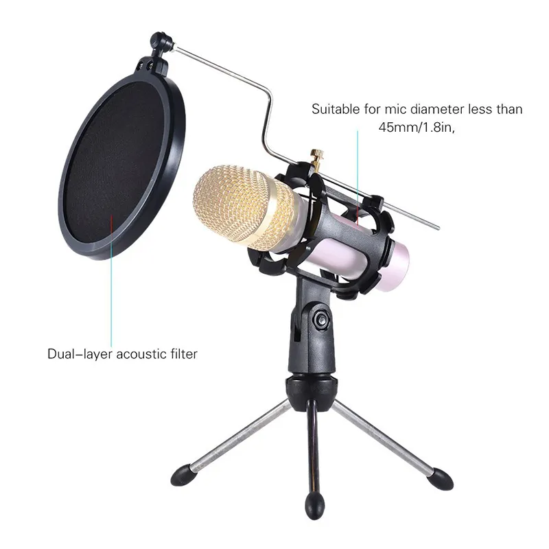 Professional Adjustable Desktop Microphone Filter Stand Studio Audio ...