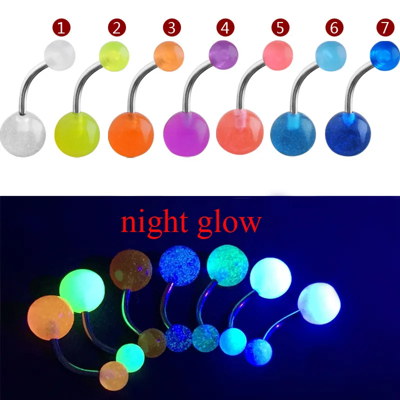 DHgate.com:7Pcs Glowing Belly Button Rings: Unique Navel Piercing ...