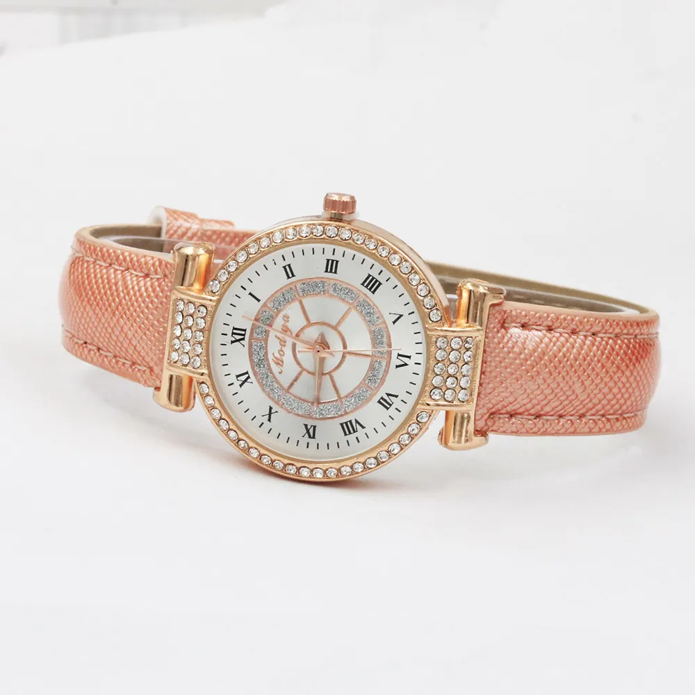 Pink Rhinestone Diamond Rudder Time Womens Quartz Watch For Women With ...