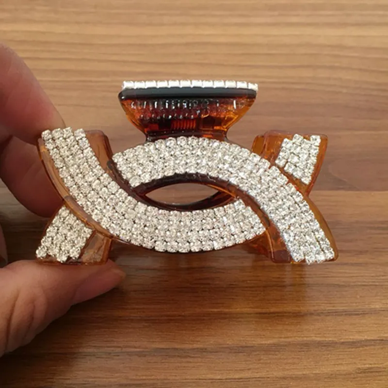 DHgate.com:Brown Black Rhinestone Initial C Claw Clips: Bling Hair Claw ...