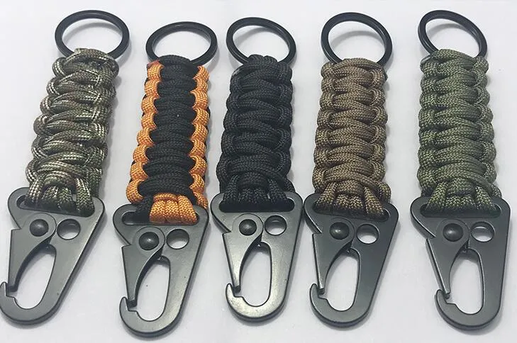 Paracord Rope Keychain with Mini Carabiner: EDC Survival Kit for Hiking ...