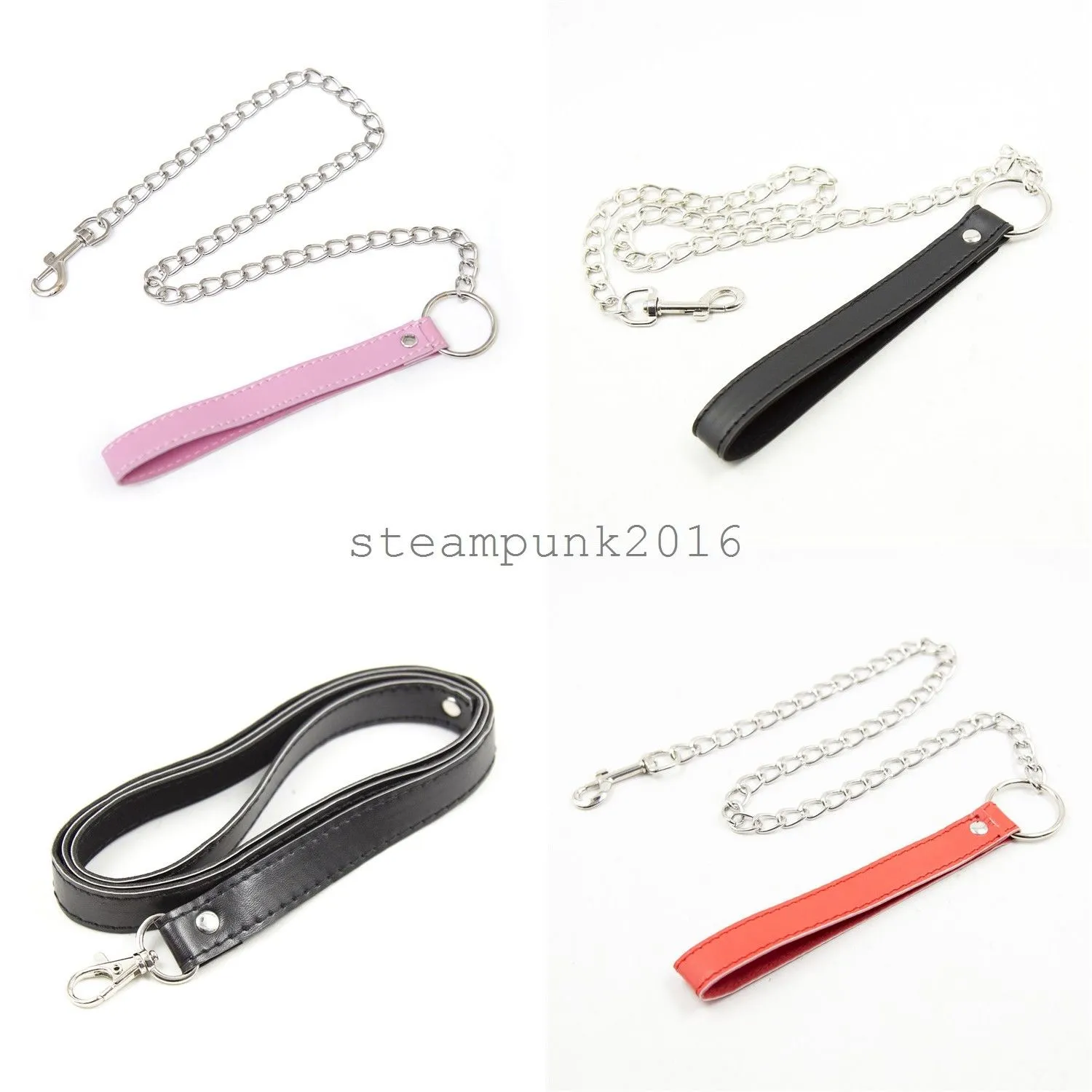 Bondage Dungeon Leather With Chain Leash Neck Collar Cuffs Restraint ...