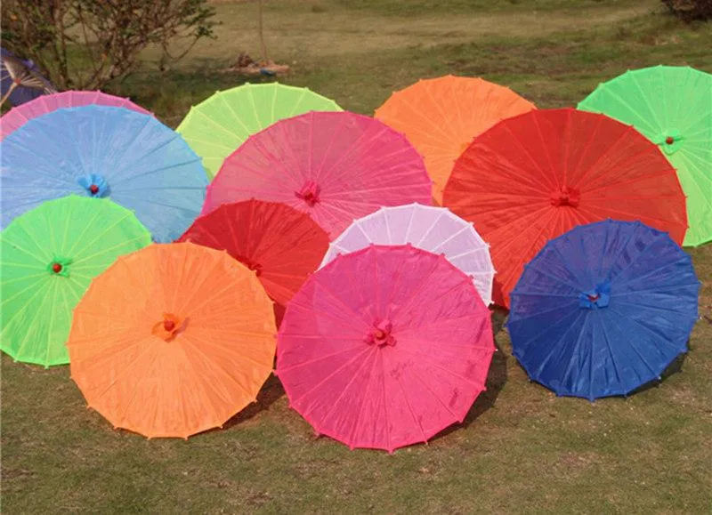 Chinese Colored Fabric Umbrella White Pink Parasols China Traditional ...