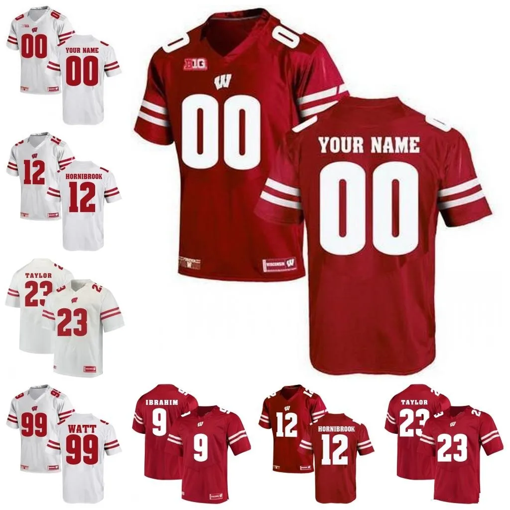 Wisconsin Badgers Football Jerseys Wilson, Taylor, Watt, Ball S 3XL ...
