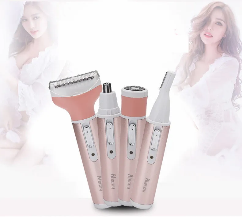 4 In 1 Rechargeable Lady Shaver Eyebrow Nose Trimmer Beard Shavers ...