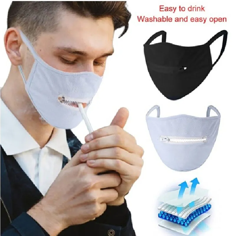 Zipper Washable Reusable Dustproof Outdoor Breathable Unisex Face Mask ...
