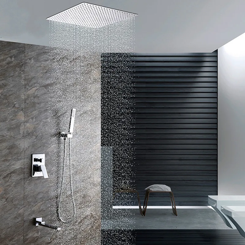 Ceiling Mount Rainfall Shower System - 3-Function Bath Shower Faucet ...