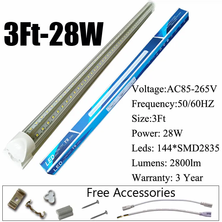 USA Plug And Play V Shaped LED Cooler Door Tubes Double Sided T8 ...