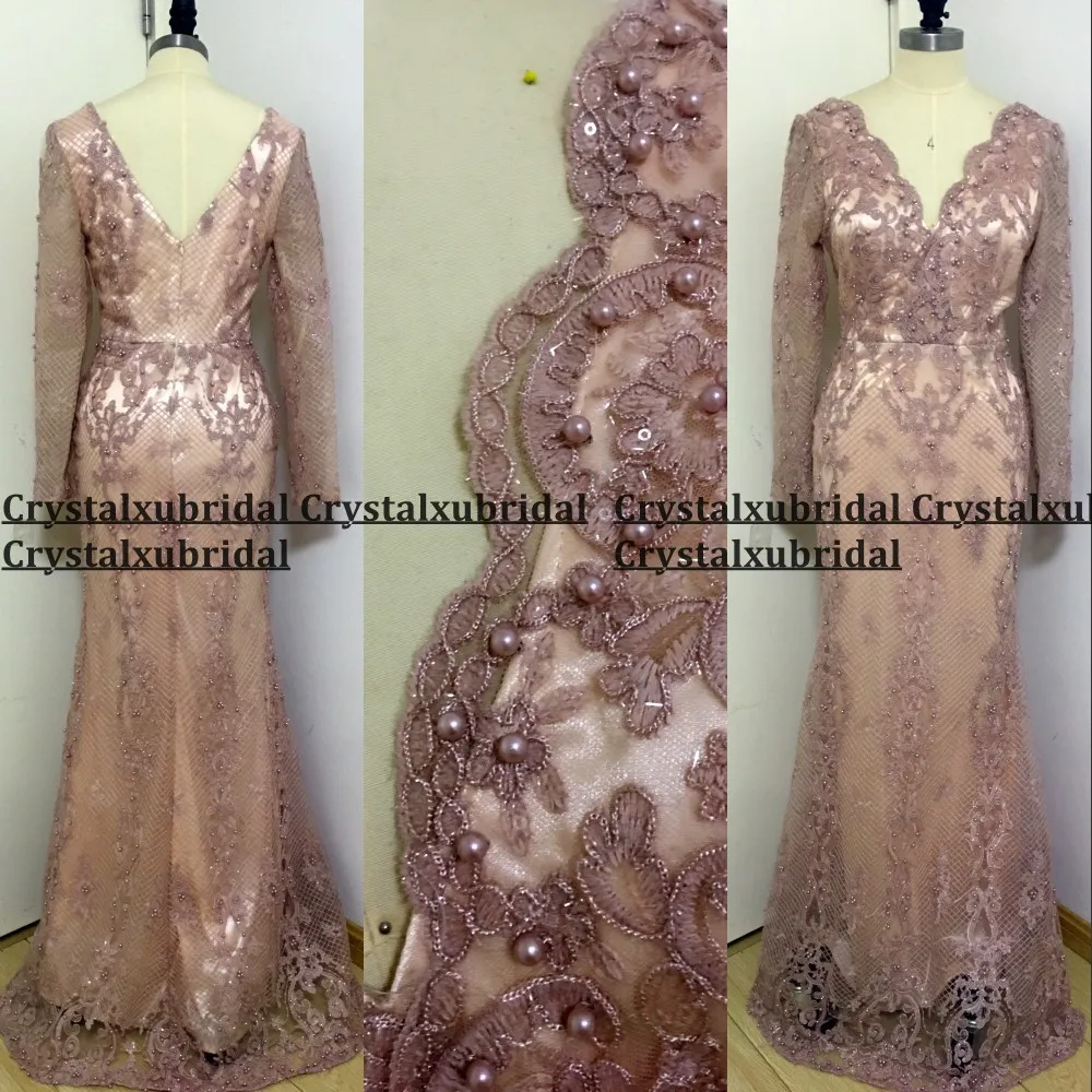 Full Lace V Neck Mermaid Evening Dress with Sequins and Crystal Beads ...