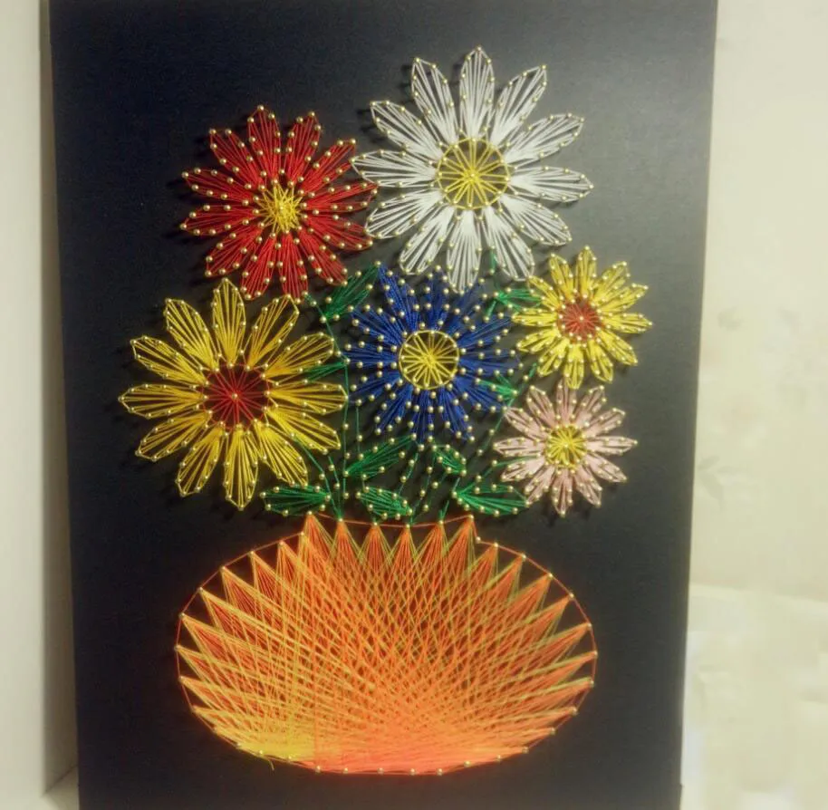 DIY Flower Decor 3D Nail Art Kit Handmade String Art Vase Wedding ...