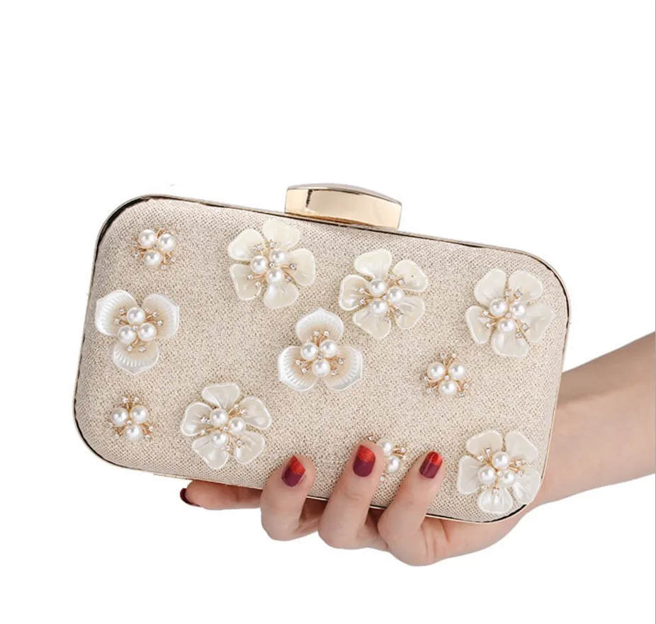 Sparkling Bridal Clutch: Floral Evening Bag for Women - Gold & Silver ...