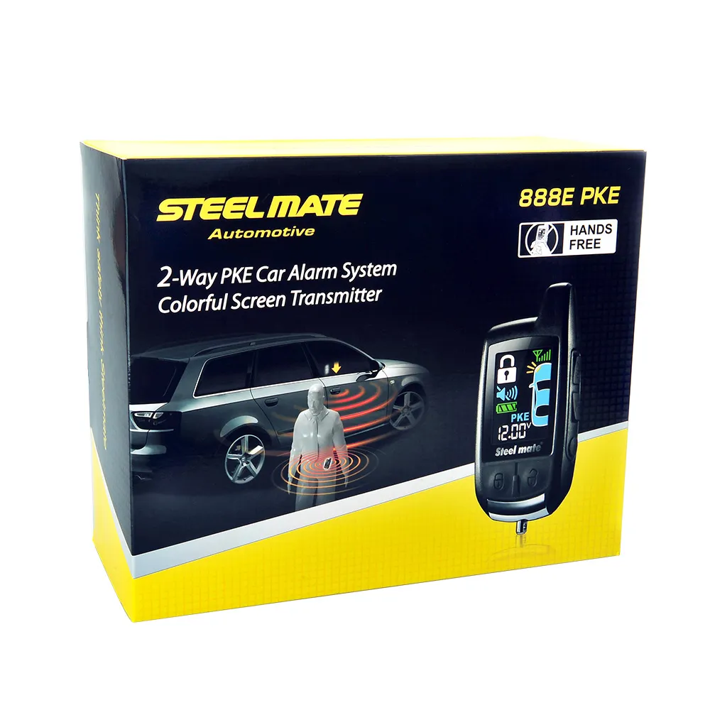 Steelmate Car Alarm Keychain 888E 2 Way LCD Remote Start System Keyless Entry Trunk Release Anti Theft Security for Cars DC 12V