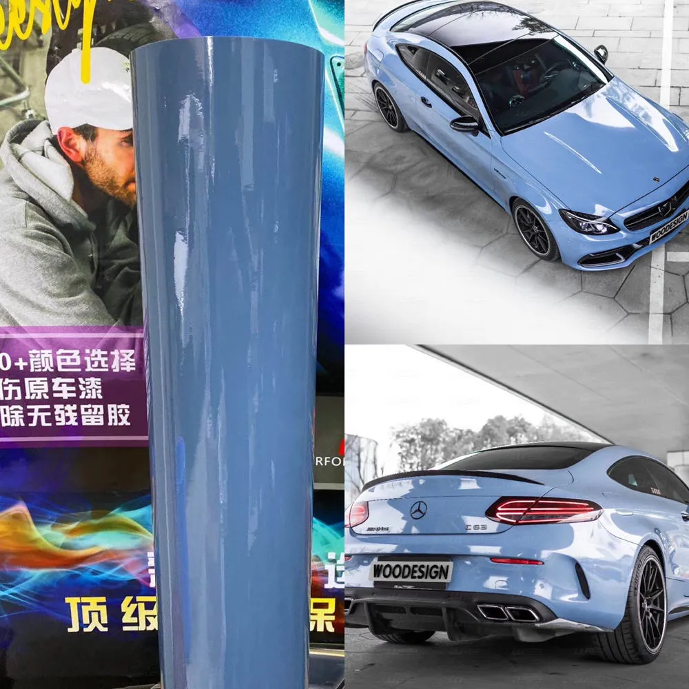Porcelain Blue Gloss Vinyl Wrap China BLUE Car Wrap With Air Bubble ...