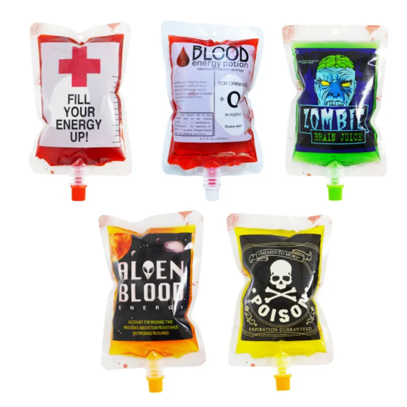 Blood Energy Drink Bags Transparent Vampire Pouch Reusable Clear ...