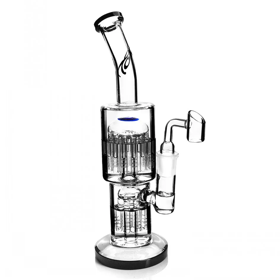 TORO Glass Bong Double Tree Perc Recycler Dab Rig Hookahs Smoke Pipe ...