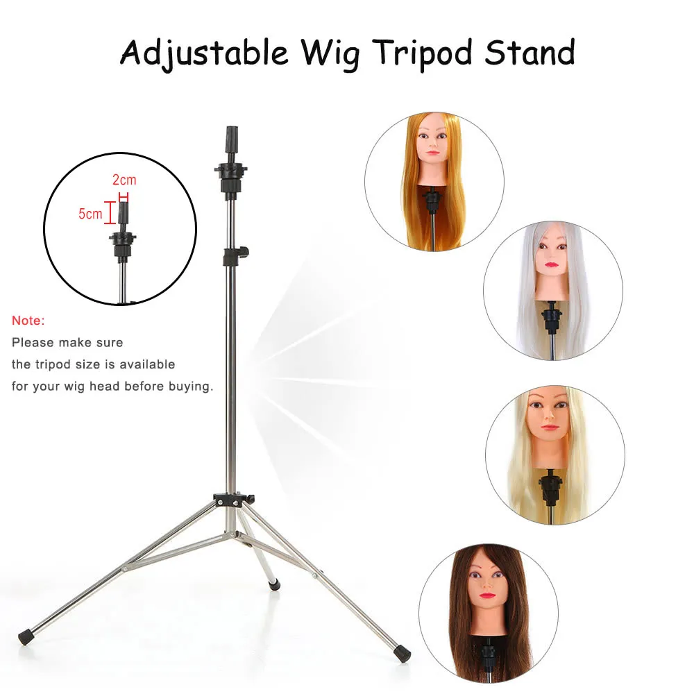Wig Head And Stand Adjustable Hairdressing Mannequin Tripod Stand For ...