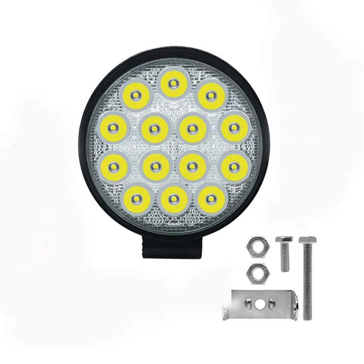 42W LED Flood Lights Round Offroad Driving Work Lamps Auxiliary Fog ...